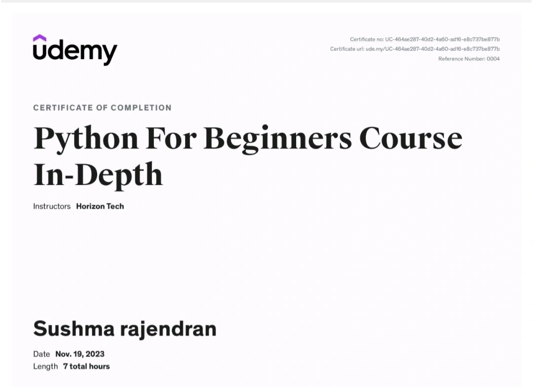 Sushma R on LinkedIn: #python #programming #continuouslearning #udemy # ... Sushma R on LinkedIn: #python #programming #continuouslearning #udemy # ...