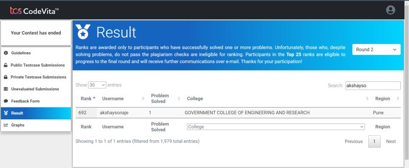 Akshay Sonaje on LinkedIn: #codevita #tcs #codingjourney #top700 # ... Akshay Sonaje on LinkedIn: #codevita #tcs #codingjourney #top700 # ...