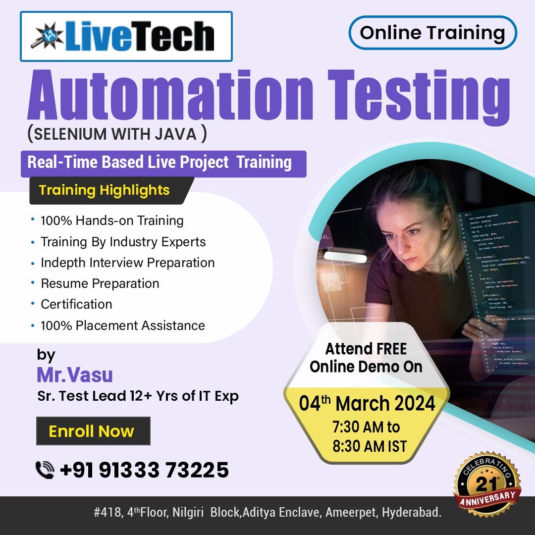LiveTech QA on LinkedIn: Dear Student, Attend a Free ONLINE Demo on ... LiveTech QA on LinkedIn: Dear Student, Attend a Free ONLINE Demo on ...