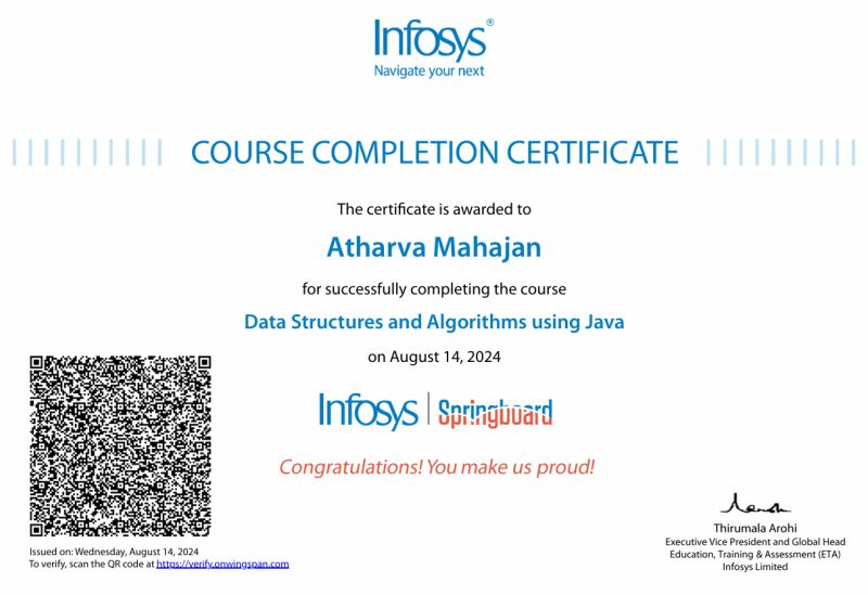 Atharva Mahajan on LinkedIn: #java #datastructures #algorithms Atharva Mahajan on LinkedIn: #java #datastructures #algorithms