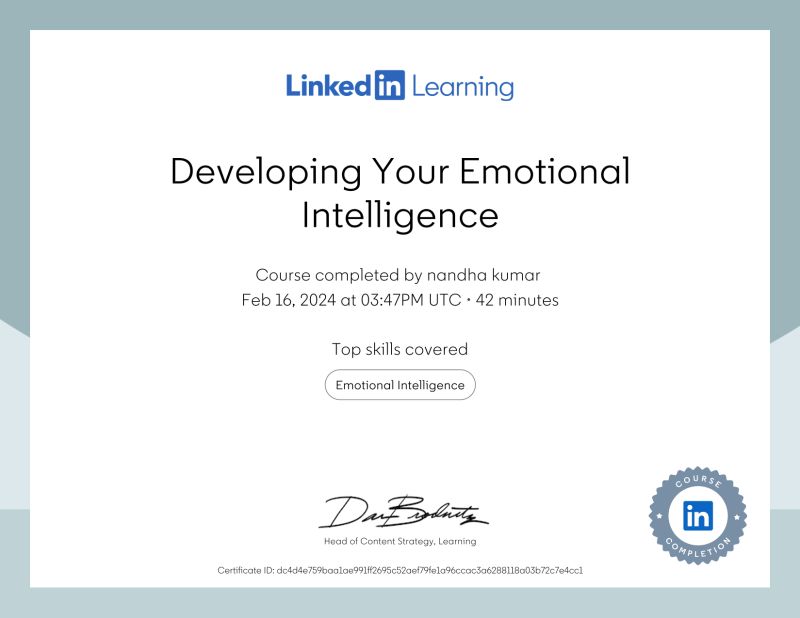 nandha kumar on LinkedIn: Certificate of Completion nandha kumar on LinkedIn: Certificate of Completion