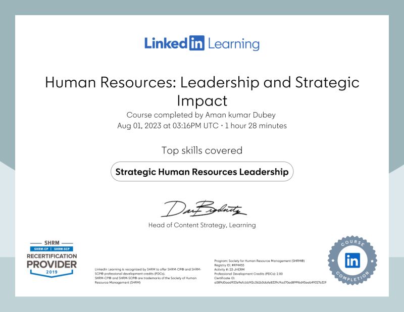 Aman kumar Dubey on LinkedIn: Certificate of Completion Aman kumar Dubey on LinkedIn: Certificate of Completion