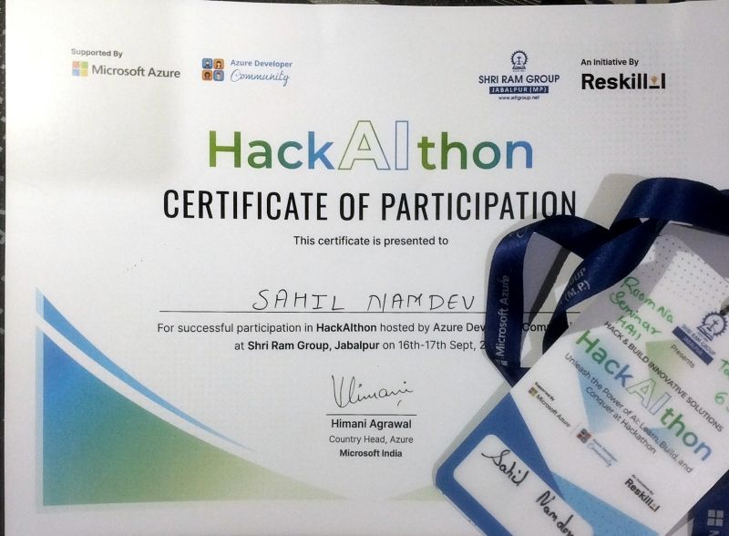 Sahil Namdev on LinkedIn: #hackaithon #hackaithon #reskill Sahil Namdev on LinkedIn: #hackaithon #hackaithon #reskill