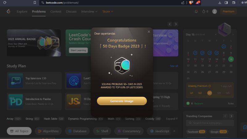 Sayantan Das on LinkedIn: Completed 50 days in LeetCode 😀 . Got 50 days ... Sayantan Das on LinkedIn: Completed 50 days in LeetCode 😀 . Got 50 days ...