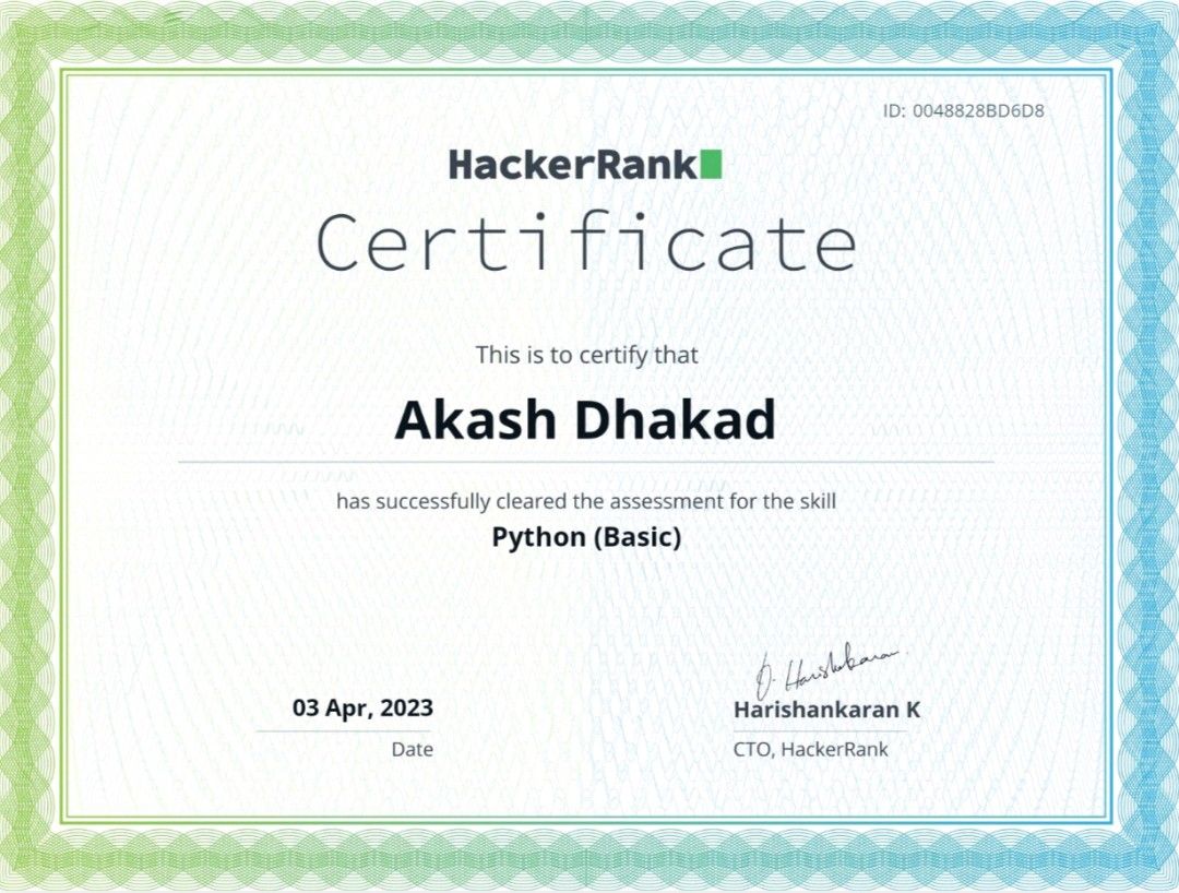 Akash Dhakad on LinkedIn: #python #hackerrank #programming # ... Akash Dhakad on LinkedIn: #python #hackerrank #programming # ...