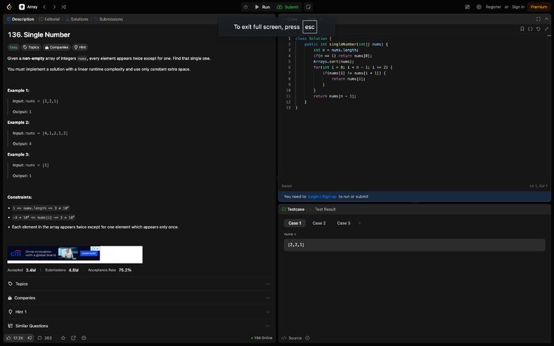 Day 23 of Java DSA Challenge β Single Number ππ― πΉ Problem Statement ... Day 23 of Java DSA Challenge β Single Number ππ― πΉ Problem Statement ...