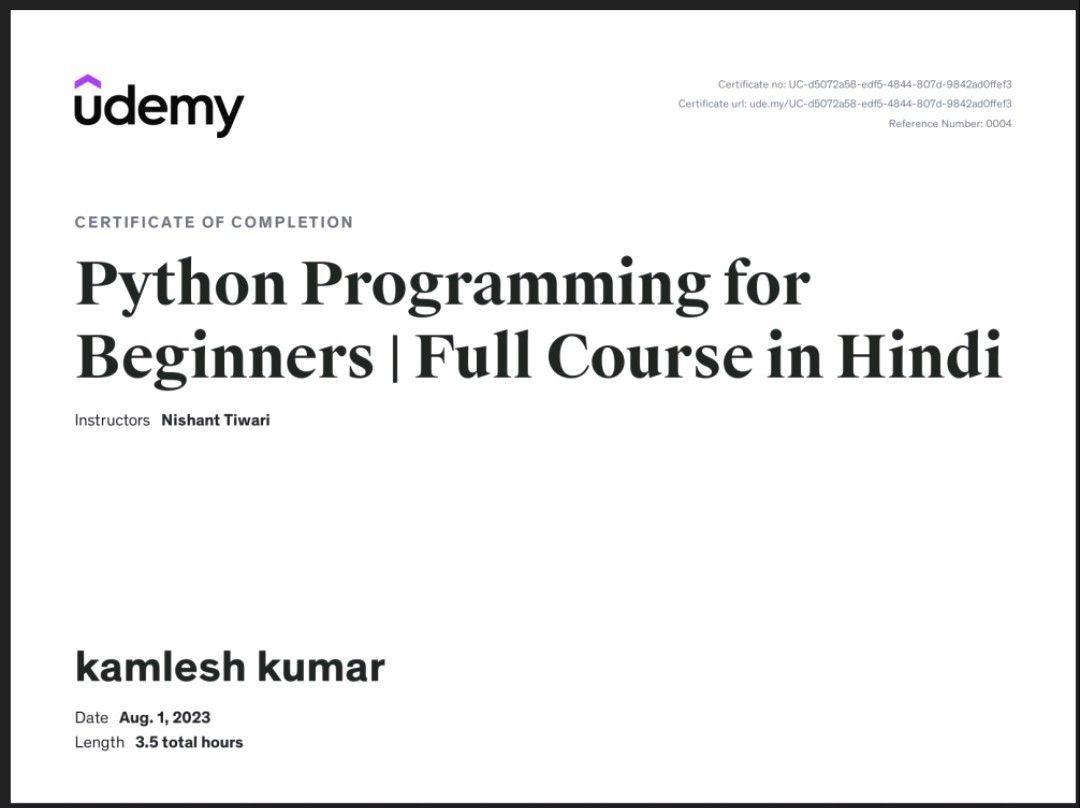 Kamlesh Kumar Gupta on LinkedIn: #udemy #pythonprogramming Kamlesh Kumar Gupta on LinkedIn: #udemy #pythonprogramming