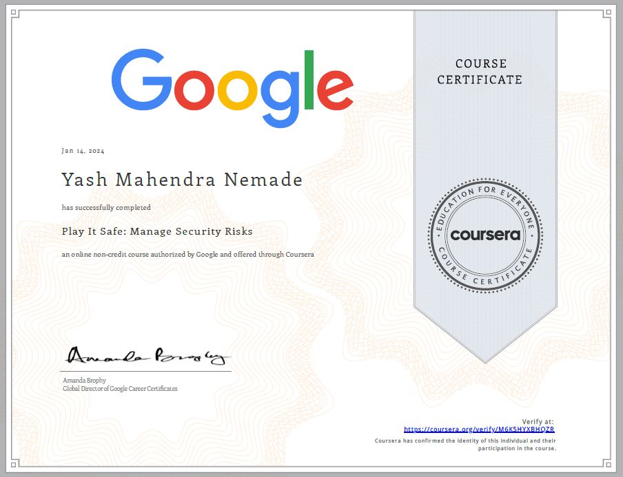 Yash Nemade on LinkedIn: #cybersecurity #riskmanagement #growwithgoogle ... Yash Nemade on LinkedIn: #cybersecurity #riskmanagement #growwithgoogle ...