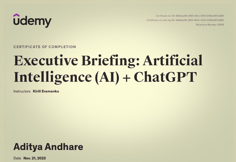 Completed Executive Briefing: AI + ChatGPT | Aditya Andhare posted on ... Completed Executive Briefing: AI + ChatGPT | Aditya Andhare posted on ...