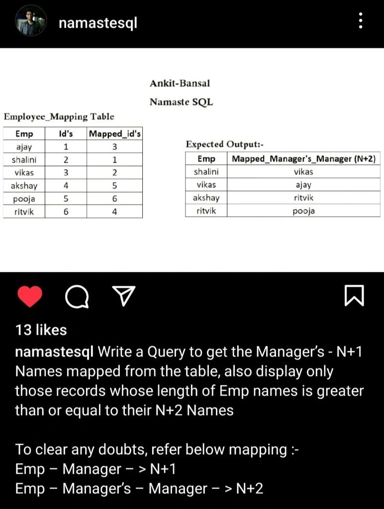 Karan Bhatia on LinkedIn: #sqlqueries #sqlchallenge #sqljobs #sqldeveloper Karan Bhatia on LinkedIn: #sqlqueries #sqlchallenge #sqljobs #sqldeveloper