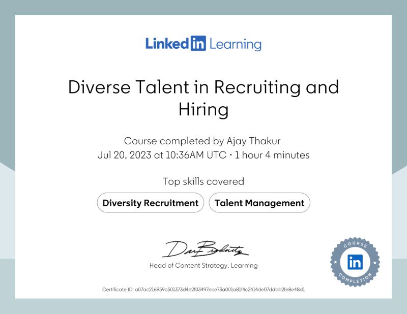 Ajay Thakur on LinkedIn: Certificate of Completion Ajay Thakur on LinkedIn: Certificate of Completion