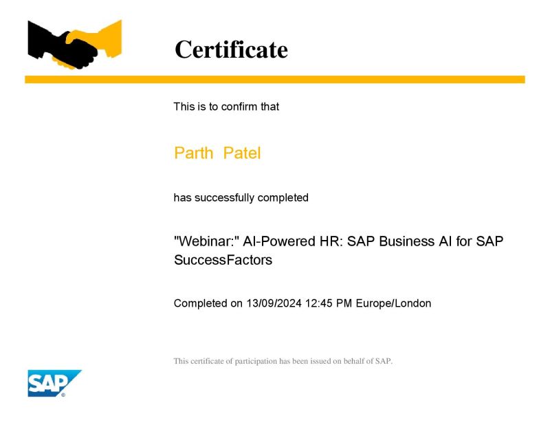 Parth Patel on LinkedIn: #saphr #sapsf Parth Patel on LinkedIn: #saphr #sapsf