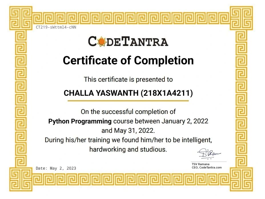 Challa Yaswanth on LinkedIn: #python #codetantra #coding Challa Yaswanth on LinkedIn: #python #codetantra #coding