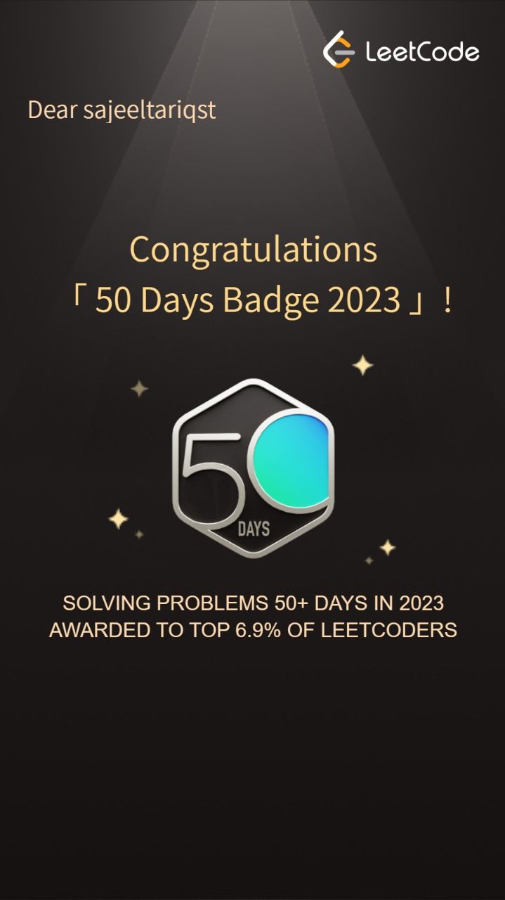 Sajeel Tariq on LinkedIn: #leetcode #leetcode2023 Sajeel Tariq on LinkedIn: #leetcode #leetcode2023