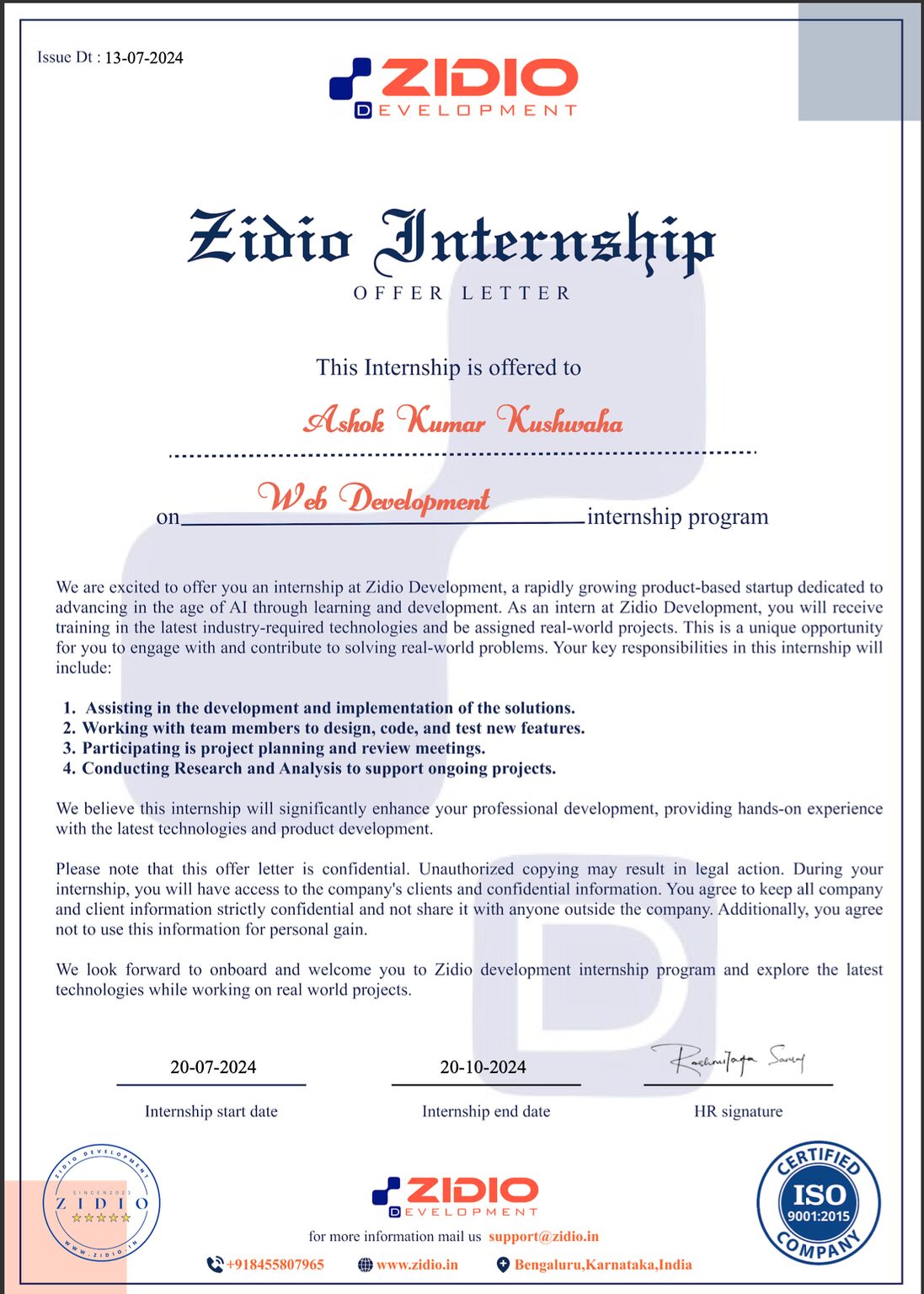 Ashok kumar Kushwaha on LinkedIn: #zidio #zidio #zidio Ashok kumar Kushwaha on LinkedIn: #zidio #zidio #zidio