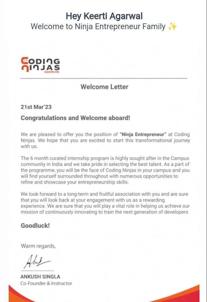 Keerti Agarwal on LinkedIn: #codingninjas Keerti Agarwal on LinkedIn: #codingninjas