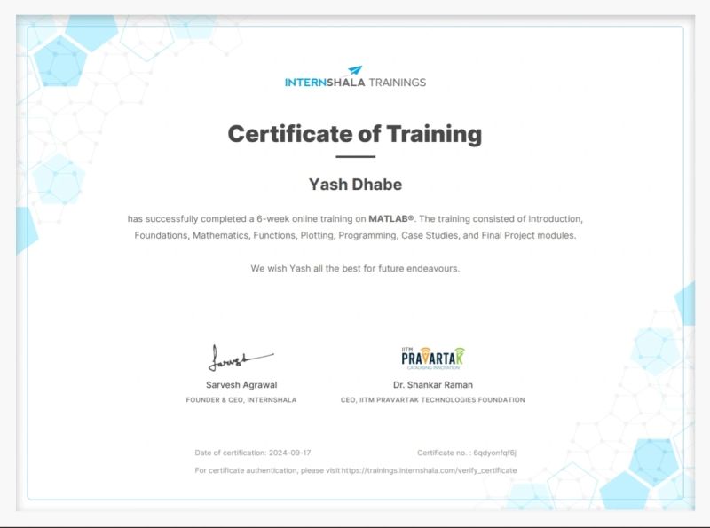 Yash Dhabe on LinkedIn: #internshala #matlab #programming # ... Yash Dhabe on LinkedIn: #internshala #matlab #programming # ...