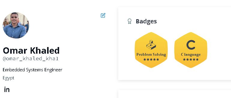 Earned Gold Badge in C Programming on HackerRank | Omar Khaled posted ... Earned Gold Badge in C Programming on HackerRank | Omar Khaled posted ...