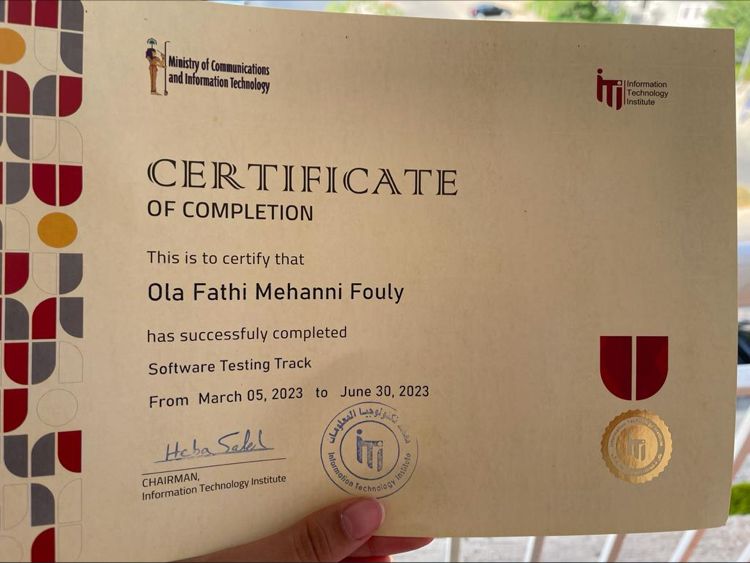 ola fathi on LinkedIn: #iti #testing #intensive_code_camp ola fathi on LinkedIn: #iti #testing #intensive_code_camp