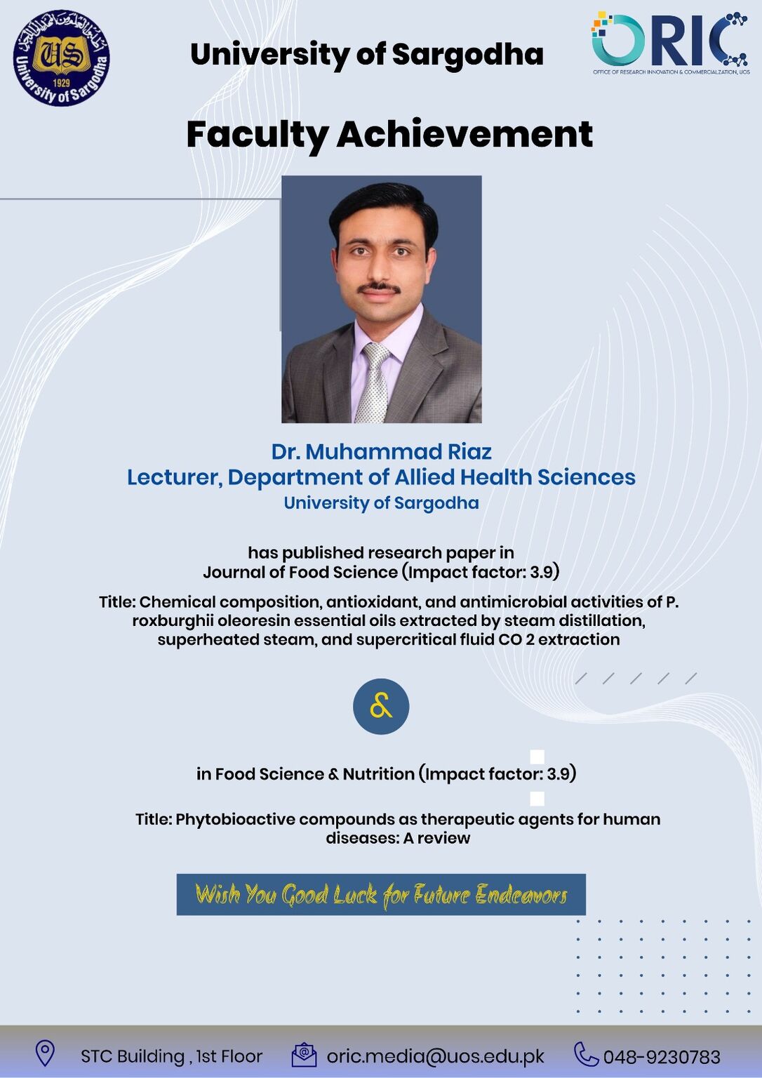 ORIC University of Sargodha on LinkedIn: #uos #uosahs #uosresearchers # ... ORIC University of Sargodha on LinkedIn: #uos #uosahs #uosresearchers # ...
