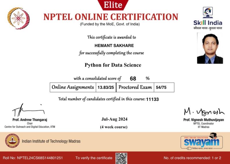 Hemant Sakhare on LinkedIn: #python #datascience #nptel | 17 comments Hemant Sakhare on LinkedIn: #python #datascience #nptel | 17 comments