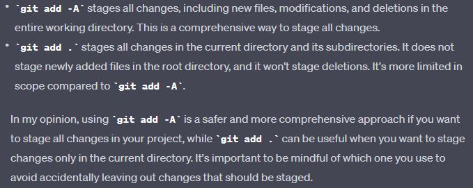 Sebastian Anioke on LinkedIn: `git add .` vs. `git add -A` Sebastian Anioke on LinkedIn: `git add .` vs. `git add -A`