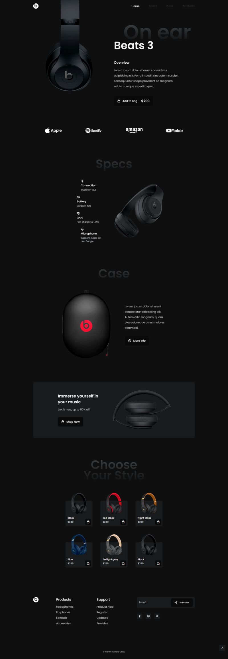 Designed landing page headphones with dark interface | Karim Ashour ... Designed landing page headphones with dark interface | Karim Ashour ...