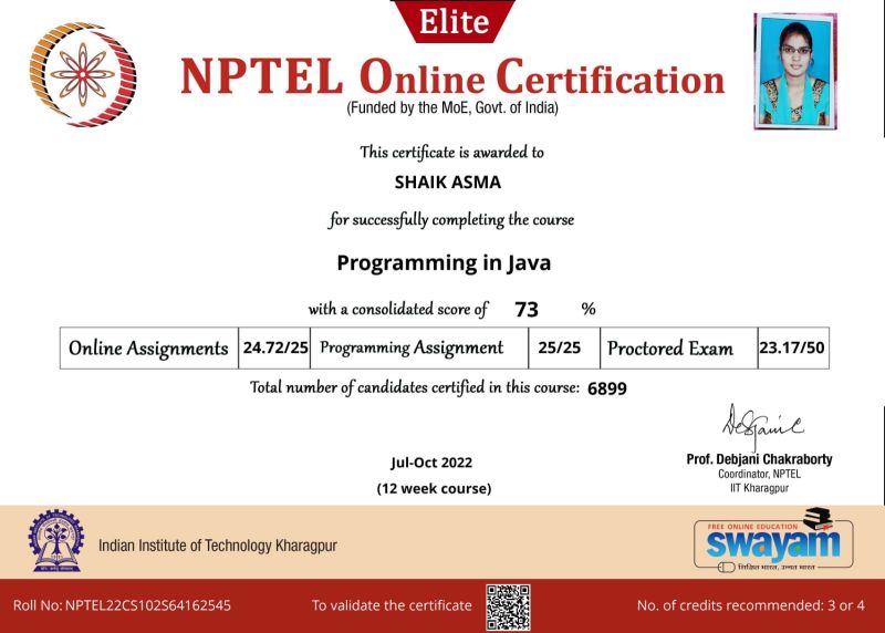 Asma Shaik on LinkedIn: #nptel #nptelcertification Asma Shaik on LinkedIn: #nptel #nptelcertification
