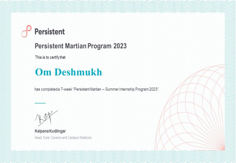 Om Deshmukh on LinkedIn: Just completed the Persistent Martian Program ... Om Deshmukh on LinkedIn: Just completed the Persistent Martian Program ...