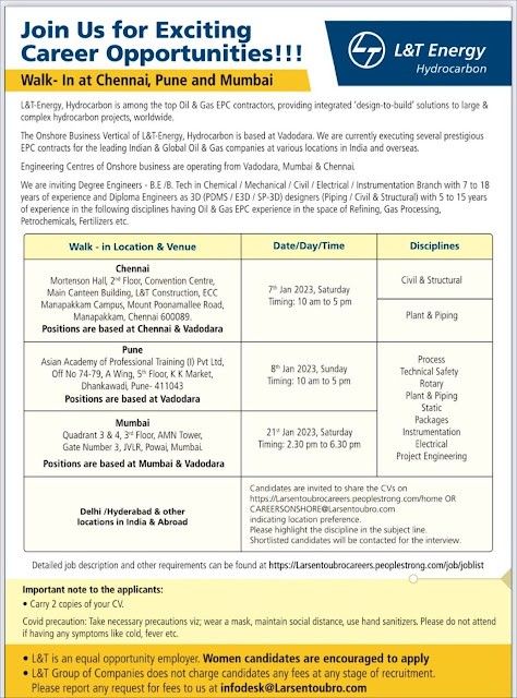 Dr. Sudheer Kumar Kandibanda on LinkedIn: L&T ENERGY – Walk-In Drive on ... Dr. Sudheer Kumar Kandibanda on LinkedIn: L&T ENERGY – Walk-In Drive on ...