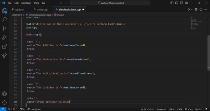 Sushant Kamble on LinkedIn: #coding #codsoft #cplusplus # ... Sushant Kamble on LinkedIn: #coding #codsoft #cplusplus # ...