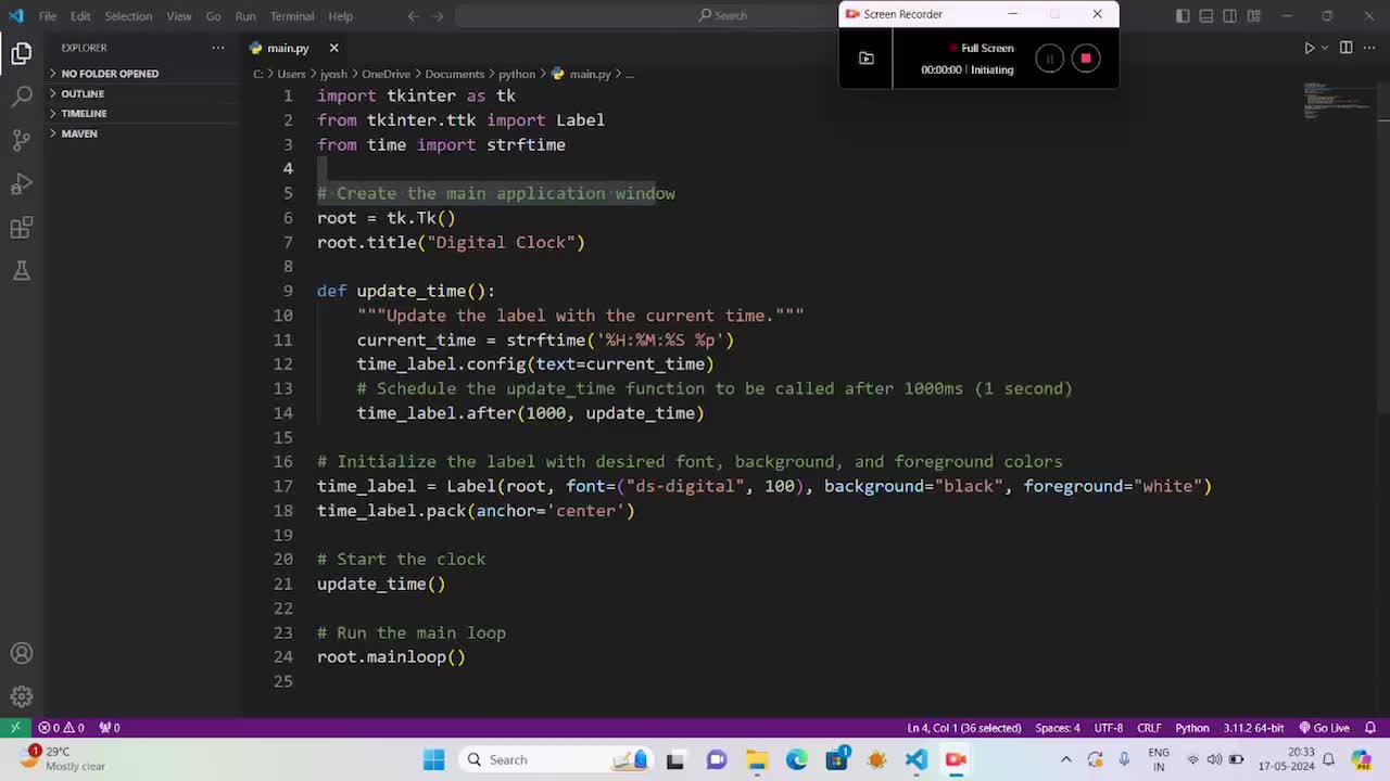 Linga Sathvika on LinkedIn: #internpe #digitalclock #python Linga Sathvika on LinkedIn: #internpe #digitalclock #python
