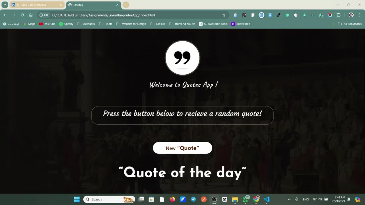 Completed Route's assignment ( Random Quotes) | Tariq Zaki posted on ... Completed Route's assignment ( Random Quotes) | Tariq Zaki posted on ...