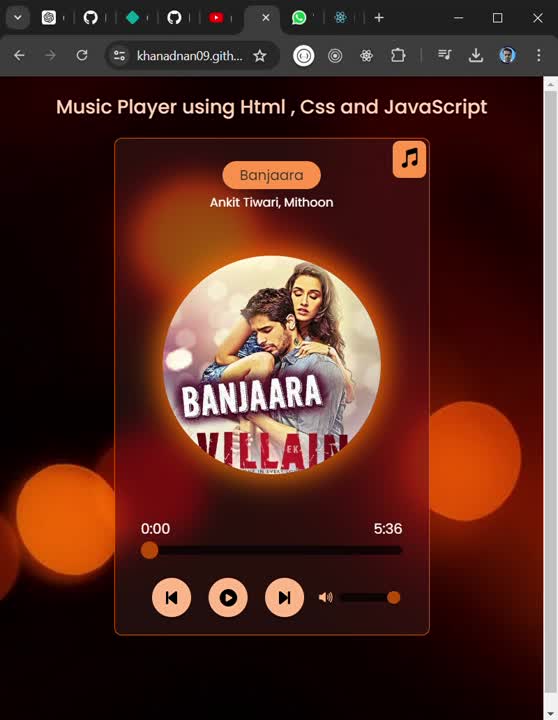 New project: Music Player with HTML, CSS, JavaScript | Adnan Khan ... New project: Music Player with HTML, CSS, JavaScript | Adnan Khan ...