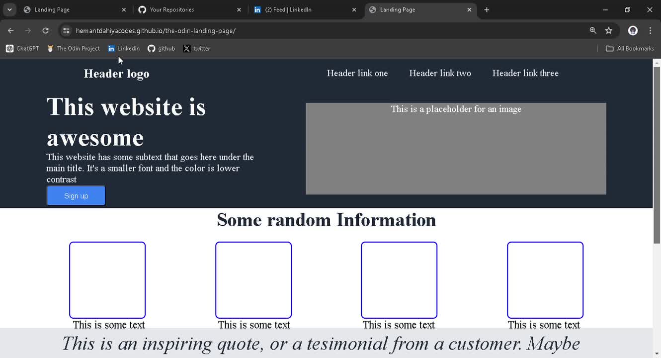 Hemant Dahiya on LinkedIn: made this landing page with the HTML and CSS ... Hemant Dahiya on LinkedIn: made this landing page with the HTML and CSS ...
