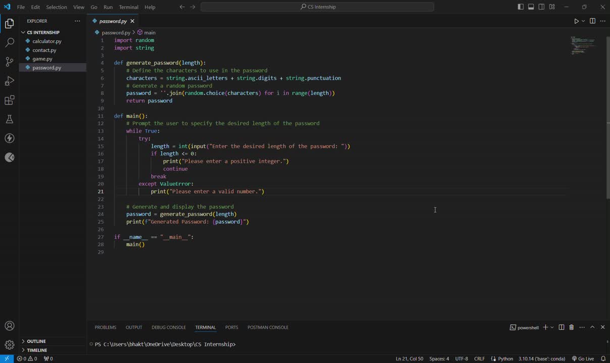 bhakti jain on LinkedIn: #programming #codsoft #learning #python # ... bhakti jain on LinkedIn: #programming #codsoft #learning #python # ...