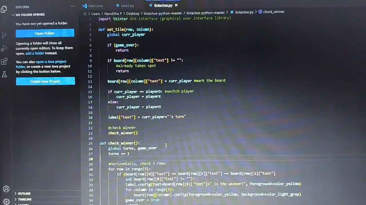 Nanditha P on LinkedIn: #python #tictactoe #project #coding Nanditha P on LinkedIn: #python #tictactoe #project #coding