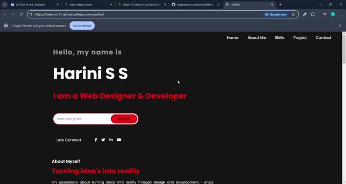 #webdevelopment #portfolio #html #css #javascript #webdesign… | Harini SS #webdevelopment #portfolio #html #css #javascript #webdesign… | Harini SS