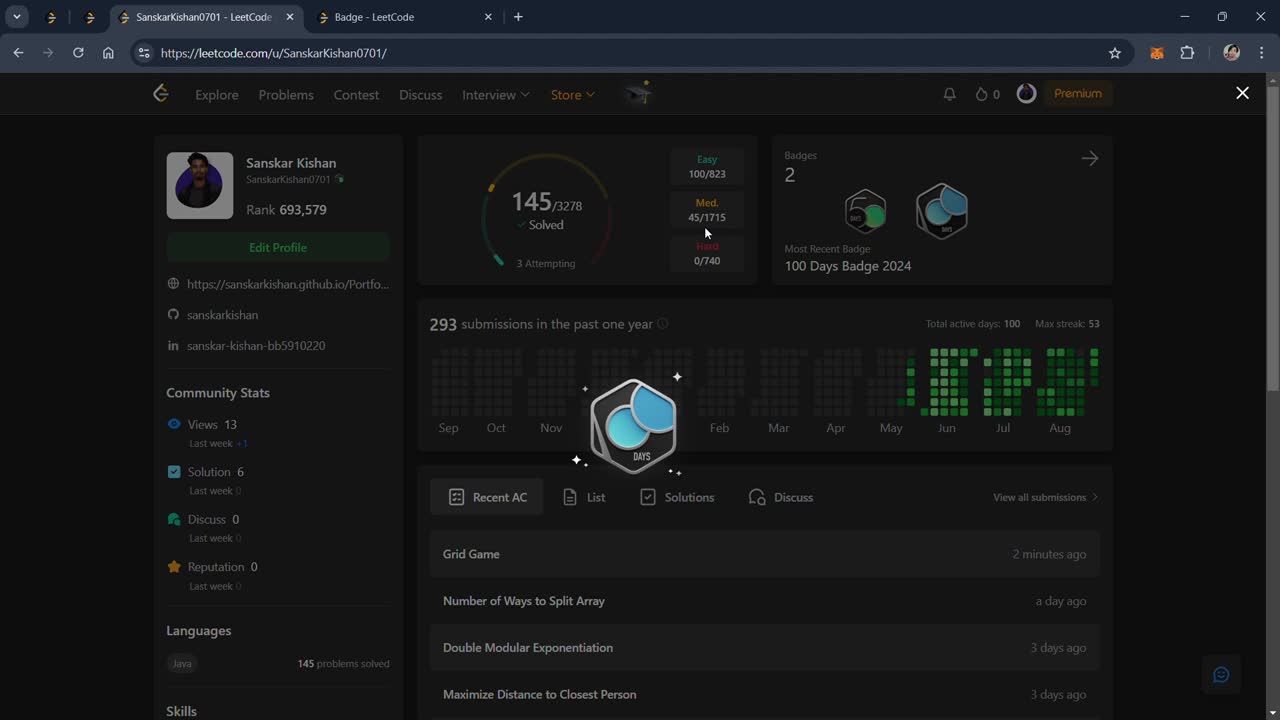 SANSKAR KISHAN on LinkedIn: #100daysofcode #leetcode #codingchallenge # ... SANSKAR KISHAN on LinkedIn: #100daysofcode #leetcode #codingchallenge # ...