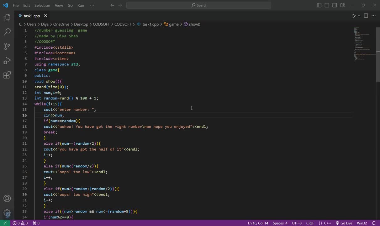 Diya Shah on LinkedIn: #internship #cppprogramming #codsoft Diya Shah on LinkedIn: #internship #cppprogramming #codsoft