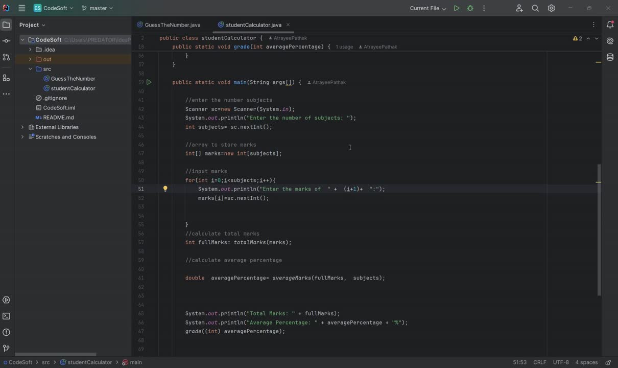 Completed a student grade calculator project at Codesoft | Atrayee ... Completed a student grade calculator project at Codesoft | Atrayee ...