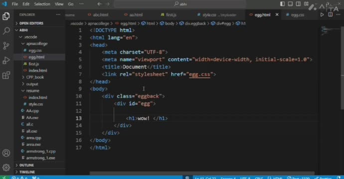 Abhishek Yadav on LinkedIn: am making an egg in vscode by using html ... Abhishek Yadav on LinkedIn: am making an egg in vscode by using html ...