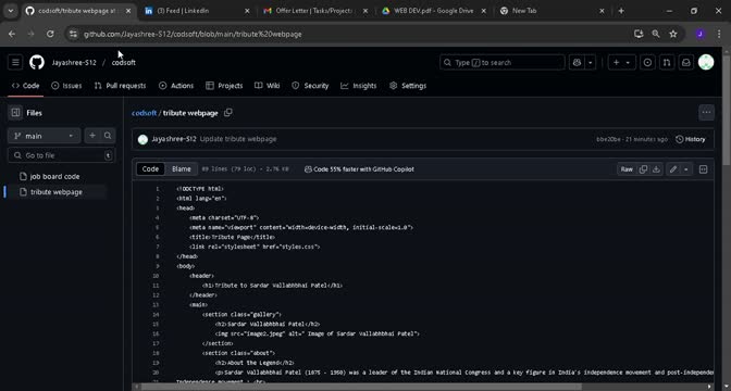 Jayashree sakthivel on LinkedIn: CREATING A TRIBUTE PAGE USING HTML AND ... Jayashree sakthivel on LinkedIn: CREATING A TRIBUTE PAGE USING HTML AND ...