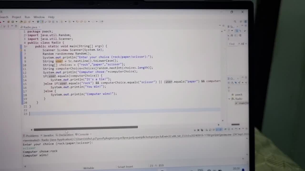 Rishu Sharma on LinkedIn: #java #coding #internship #rockpaperscissors Rishu Sharma on LinkedIn: #java #coding #internship #rockpaperscissors