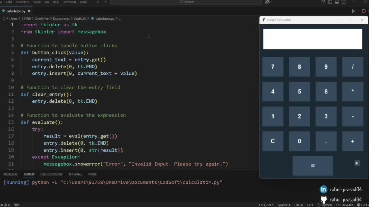 #python #tkinter #codsoft #codingprojects #internshipjourney… | Rahul ... #python #tkinter #codsoft #codingprojects #internshipjourney… | Rahul ...
