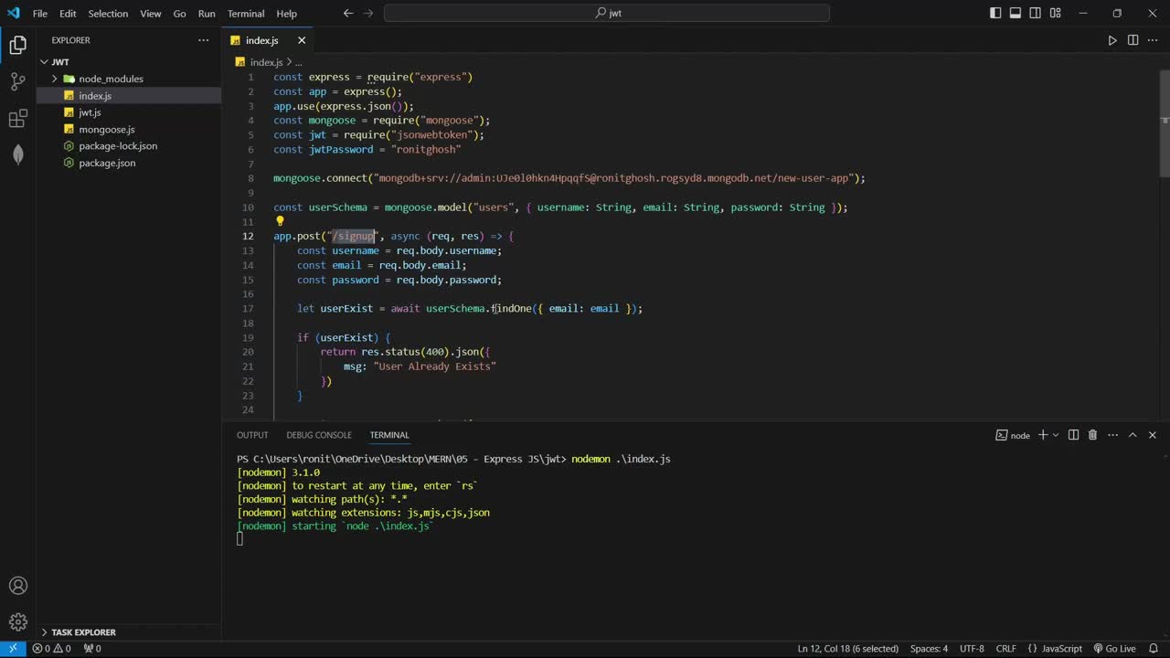 Created a simple user signup system with Express JS | Ronit Ghosh ... Created a simple user signup system with Express JS | Ronit Ghosh ...