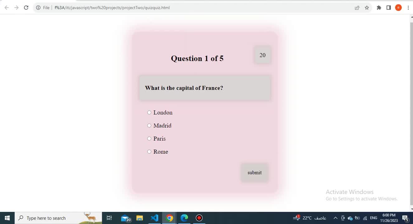 Esraa Mohamed on LinkedIn: Simple quiz app using HTML, CSS, and JavaScript. Esraa Mohamed on LinkedIn: Simple quiz app using HTML, CSS, and JavaScript.