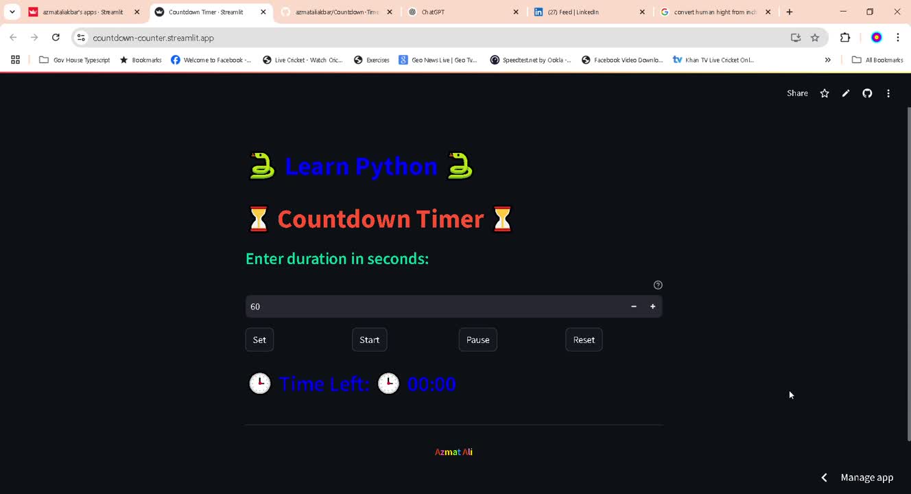 #python #streamlit #countdowntimer #codingprojects #azmatali # ... #python #streamlit #countdowntimer #codingprojects #azmatali # ...