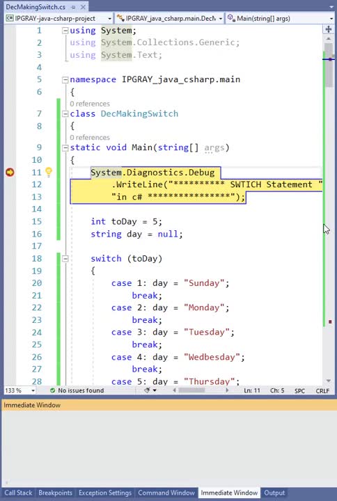 Coding Joys on LinkedIn: Coding Joys: C sharp -basics - SWITCH - Debug Mode Coding Joys on LinkedIn: Coding Joys: C sharp -basics - SWITCH - Debug Mode
