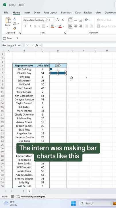 How to visualize data with REPT bar charts | Emma Chieppor (Excel ... How to visualize data with REPT bar charts | Emma Chieppor (Excel ...